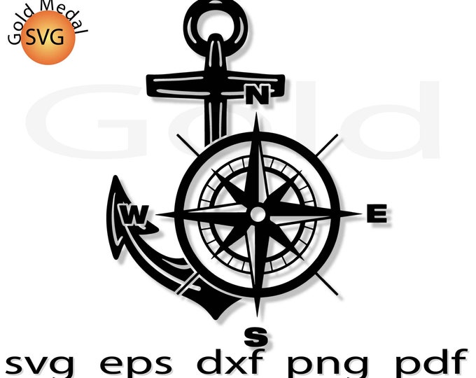 Compass Anchor Svg Scene Nautical Sailor Pirate Wind Rose Shirt Sailing ...