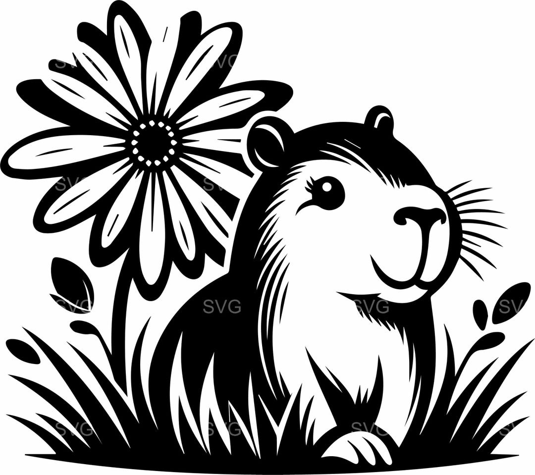 6 Flower Capybara SVG – 6 Cute Animal Cut File – for Nature Lovers ...