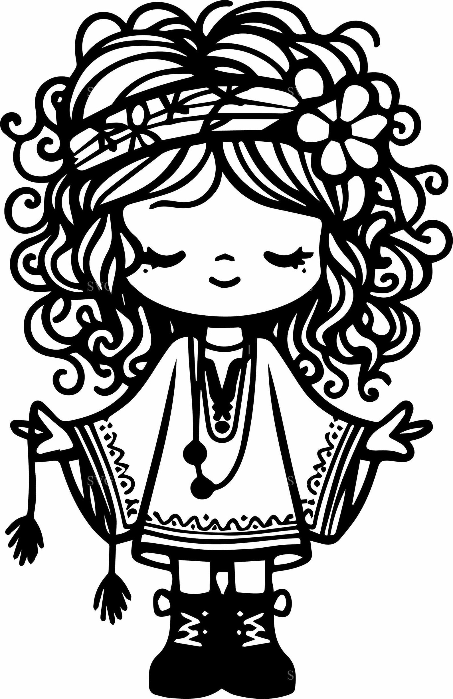 7 Hippie Girl SVG Cut File – Peace Love Groovy Retro Design (digital ...