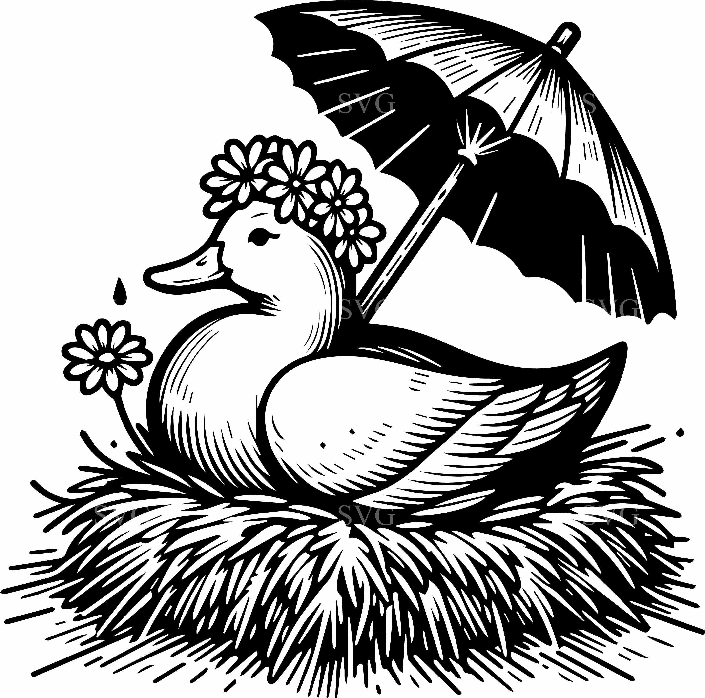 6 Umbrella Bird – 6 Duck SVG Cut File – Whimsical Spring Design for ...