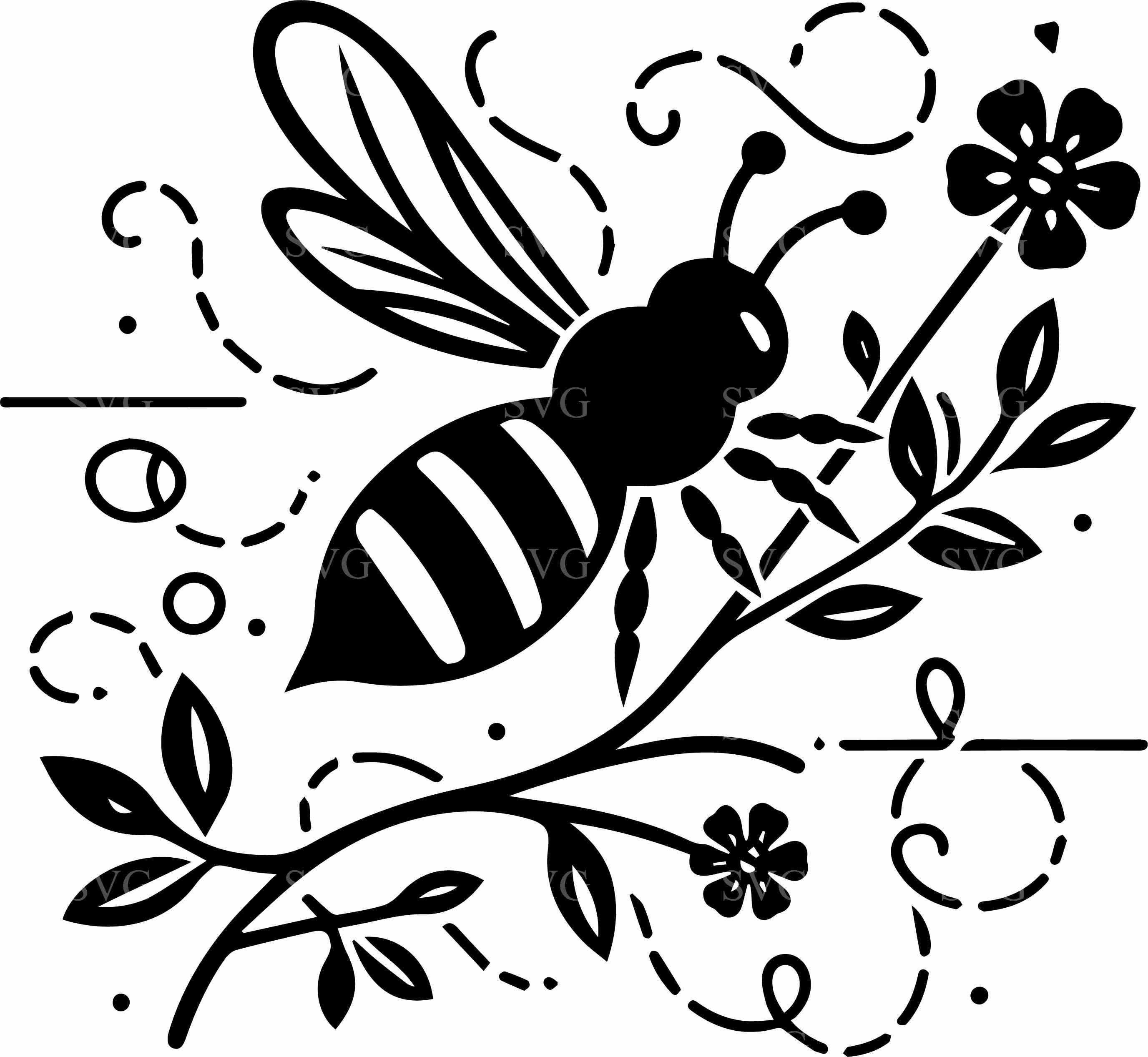 6 Flying Bee SVG Floral Insect Cut File Elegant Spring Cricut Crafts ...
