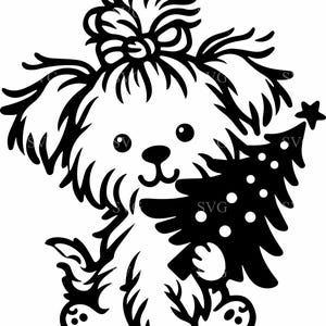 Cute Christmas Puppy SVG 4 Cut File, Adorable Dog Holding Christmas ...