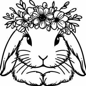 Floral Bunny SVG Cut File, 4 Cute Rabbit With Flower Crown, Spring ...