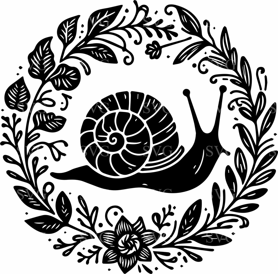 8 Floral Snail SVG | 8 Cute Garden Snail With Leaves and Flowers Cut ...