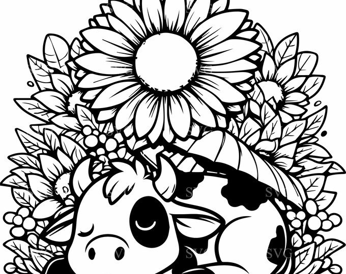 Cow Sleeping on the Moon Svg, Cute Cartoon Silhouette, Nursery Baby ...