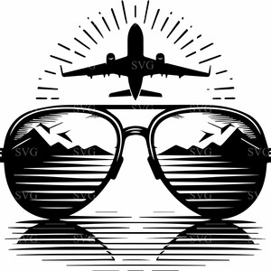 6 Travel Sunglasses Art – Aviator SVG Cut File – Adventure Design for ...