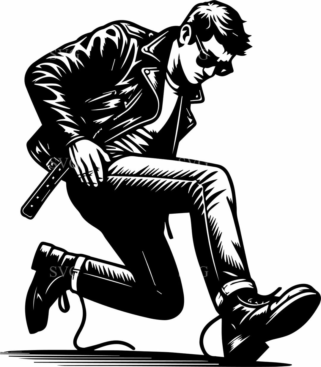 4 Rockabilly Dance SVG Cut File - Retro Man in Leather Jacket Vector ...