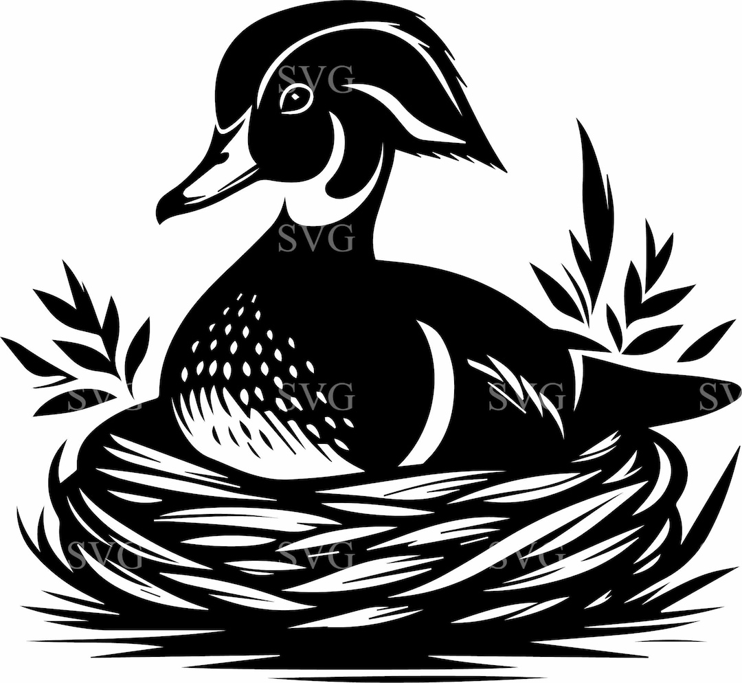 Wood Duck SVG, 5 Nesting Duck Silhouette, Rustic Wildlife Cut File ...