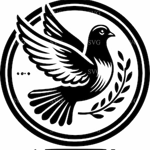 5 Dove SVG 5 Cut File - Peaceful Dove With Olive Branch in Circular ...
