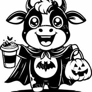 Halloween Cow SVG, 4 Cute Cow in Costume, Trick or Treat Cow Clipart ...