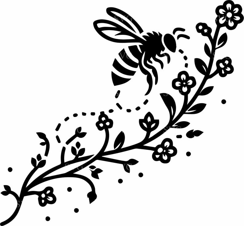6 Flying Bee SVG Floral Insect Cut File Elegant Spring Cricut Crafts ...