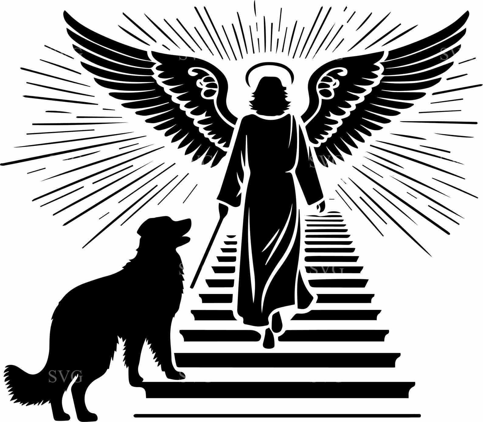 8 Angel With Dog SVG – Pet Loss Memorial SVG Cut File for Sympathy ...