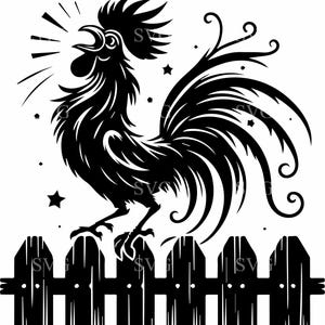 Crowing Rooster SVG, 4 Rustic Farm Rooster Silhouette, Morning Rooster ...