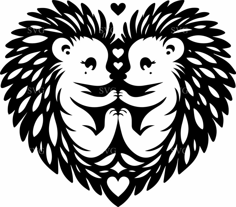 8 Hedgehog Heart SVG – Cute Animal Couple Clipart for Cricut, Romantic ...