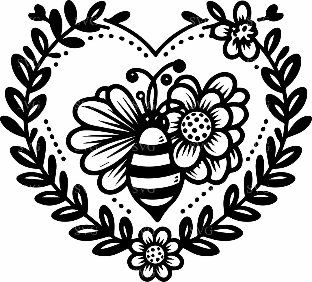 10 Bee on Mushroom SVG, Cute Daisy Flower Bee Cut File, Woodland Insect ...