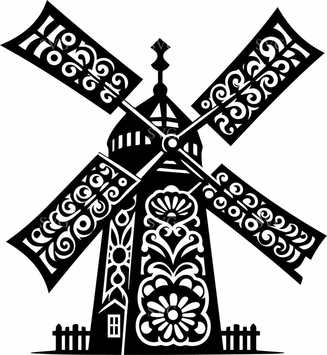 8 Windmill SVG – Square Floral Windmill Cut File for Cricut Silhouette ...