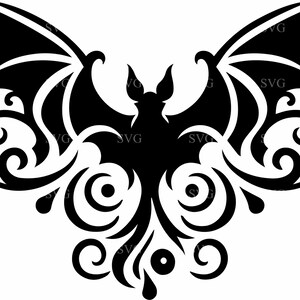 Ornate Bat SVG, 7 Gothic Bat With Swirls Cut File, Halloween Bat ...