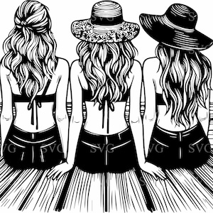 Three Friends SVG Girls Sitting Together 4 Cut File Summer Friendship ...