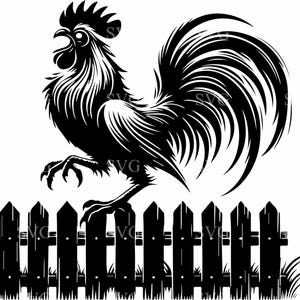 Crowing Rooster SVG, 4 Rustic Farm Rooster Silhouette, Morning Rooster ...
