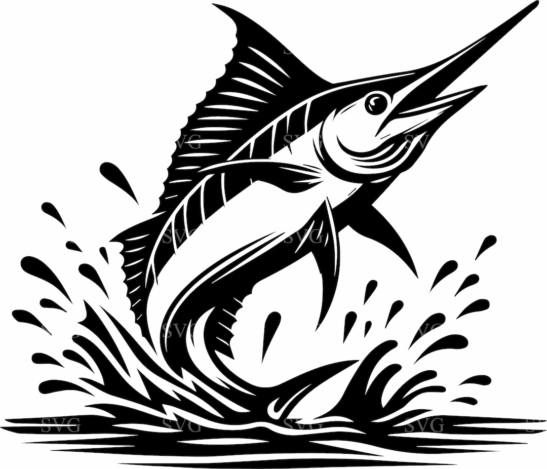 Jumping Marlin Fish SVG - 4 Sport Fishing Clipart for DIY Crafts ...