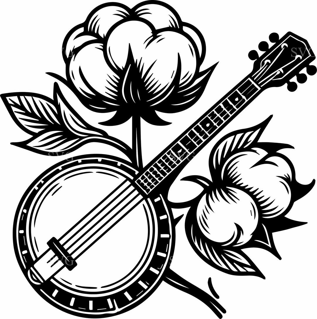 Banjo SVG – Floral Banjo Cut File for Cricut and Silhouette, Folk Music ...