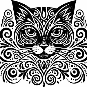 4 Ntricate Cat Face SVG Cut File – Swirl Pattern Cricut Craft Design ...