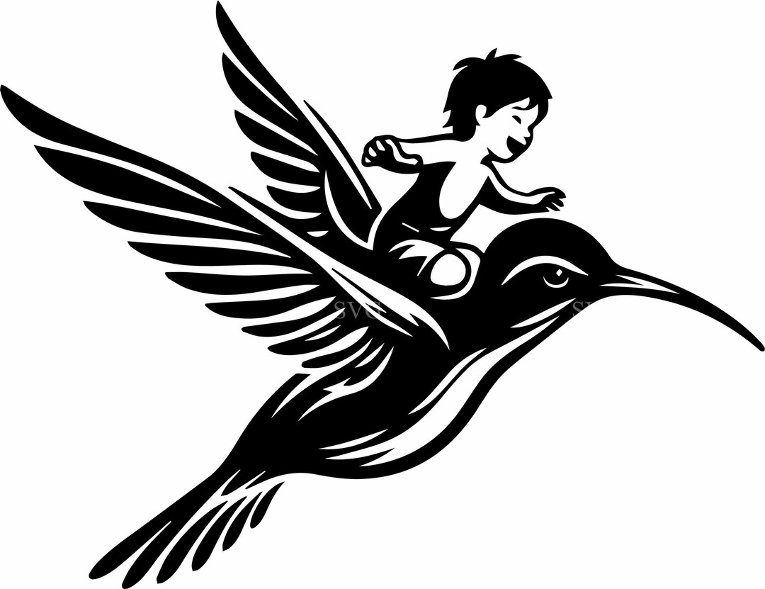 5 Flying Hummingbird SVG – 5 Boy Riding Bird Cut File – Whimsical ...