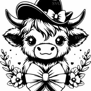 4 Cowboy Highland Cow SVG, Western Bandana, Cricut Cut File (digital ...