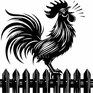 Crowing Rooster SVG, 4 Rustic Farm Rooster Silhouette, Morning Rooster ...