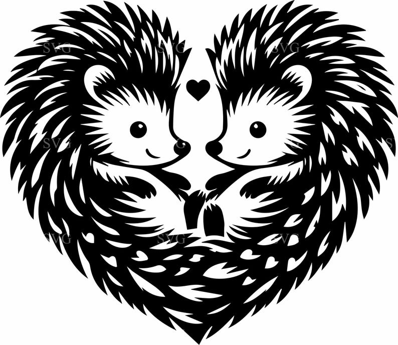 8 Hedgehog Heart SVG – Cute Animal Couple Clipart for Cricut, Romantic ...