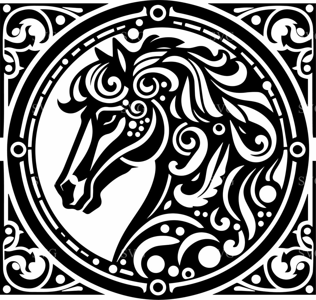 7 Horse Panel SVG – Decorative Laser Cut Horse Design, Farmhouse Wall ...