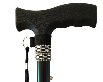 Black Silver Rhinestone Walking Cane - Etsy