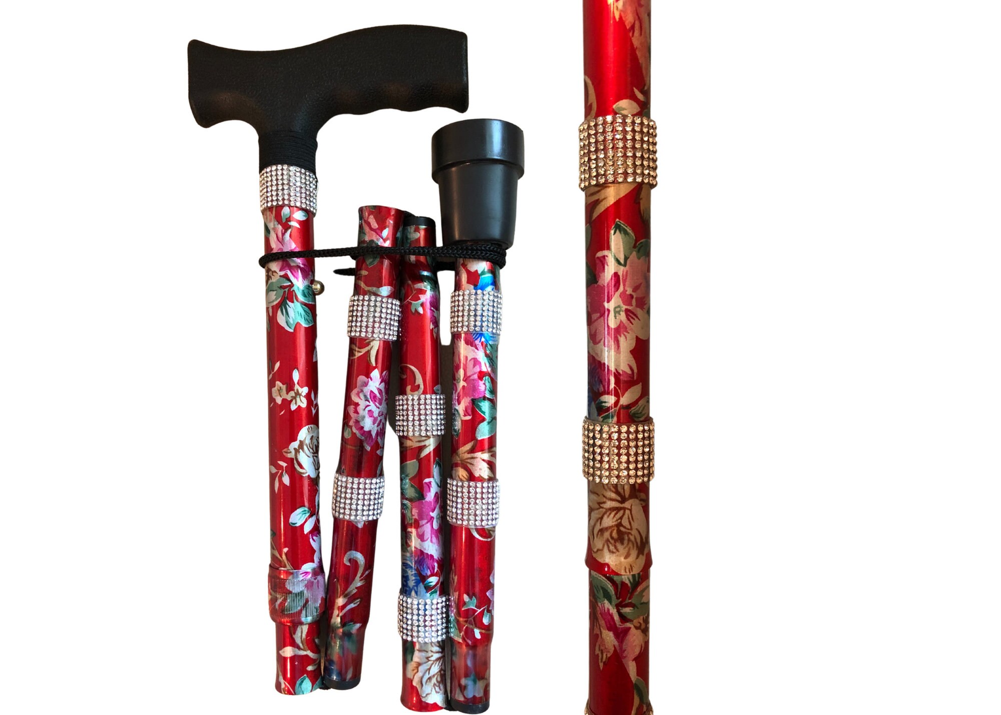 Red Floral Diamond Walking Cane - Etsy
