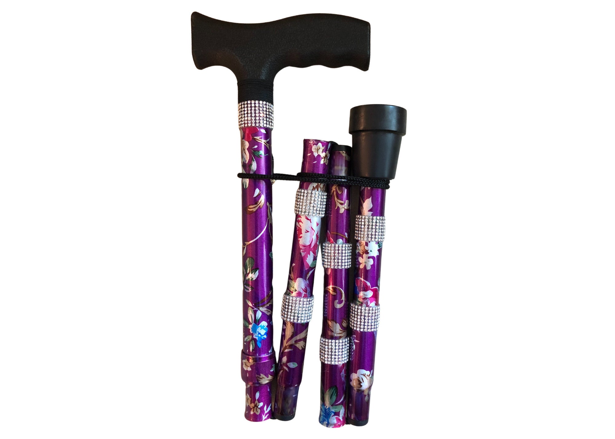 Purple Floral Diamond Cane - Etsy