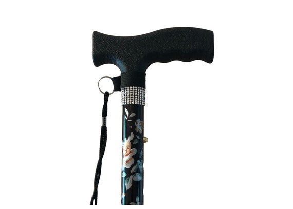 Black Floral Diamond Walking Cane - Etsy