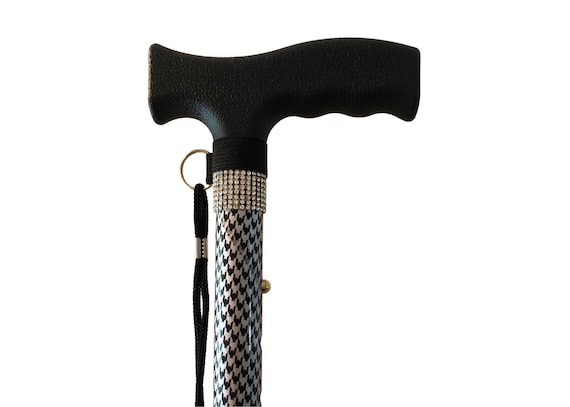 Black Silver Diamond Walking Cane - Etsy