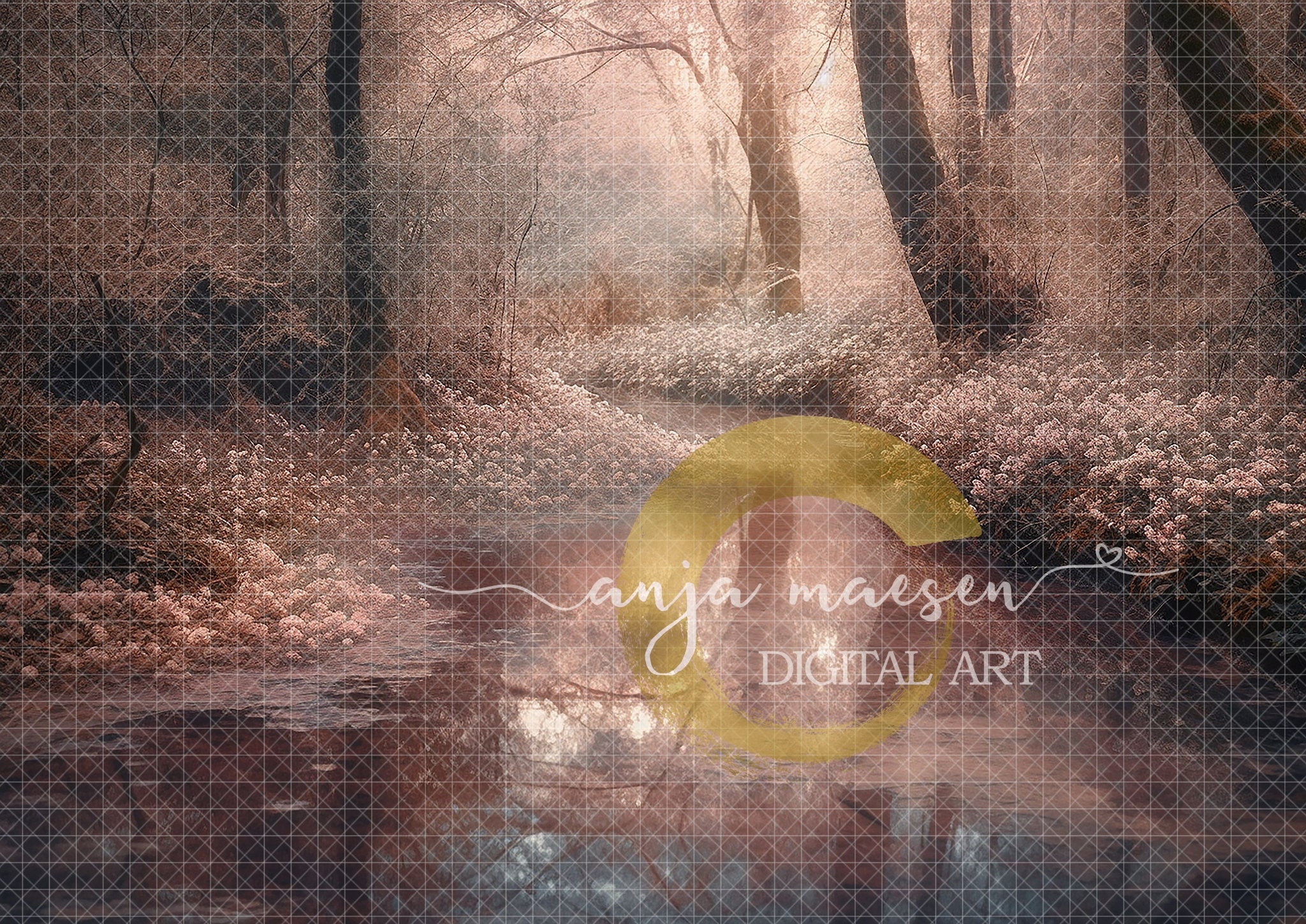 6 Files Lake in Magical Forest, Rosé Gold Colours, Digital Backdrops - Etsy