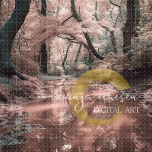 6 Files Lake in Magical Forest, Rosé Gold Colours, Digital Backdrops - Etsy
