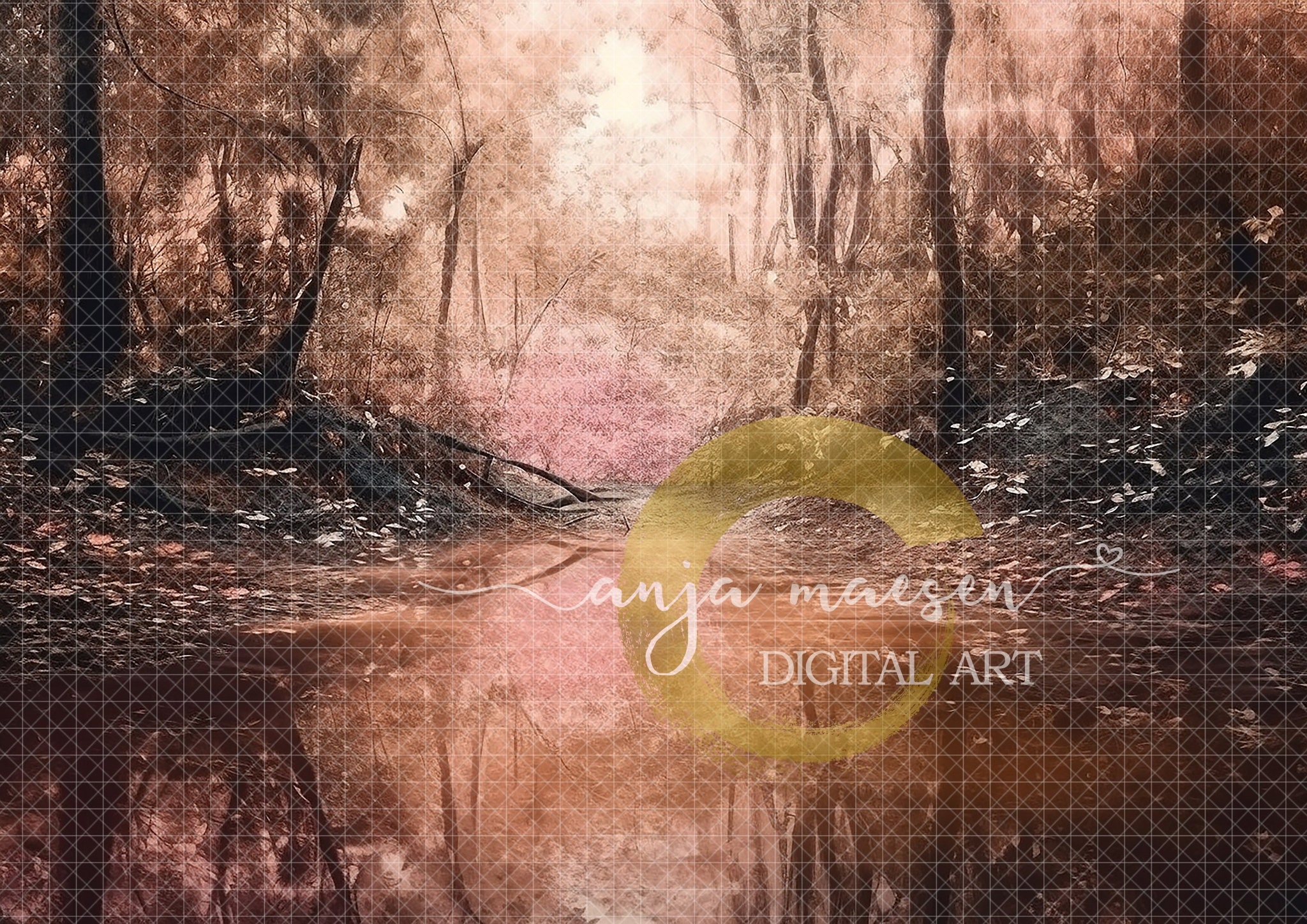 6 Files Lake in Magical Forest, Rosé Gold Colours, Digital Backdrops - Etsy