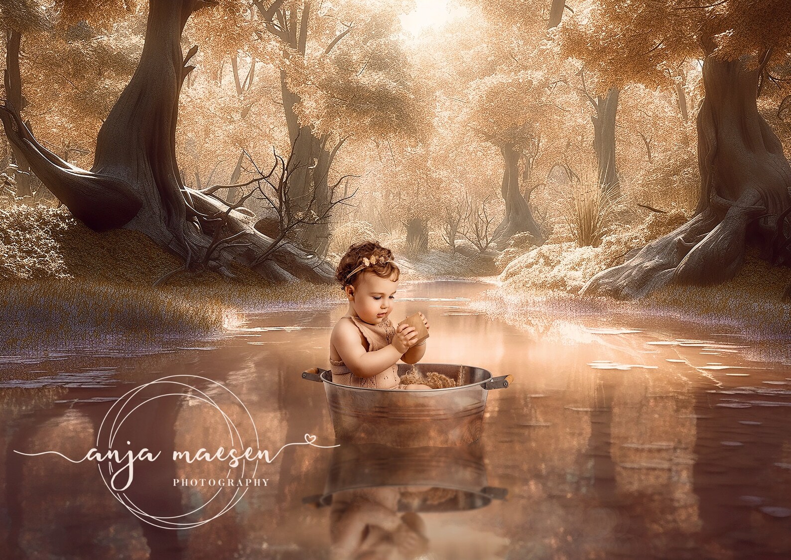 6 Files Lake in Magical Forest, Rosé Gold Colours, Digital Backdrops - Etsy