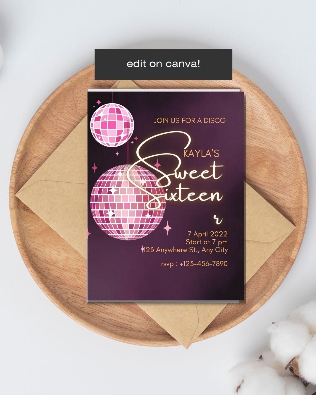 Customizable Sweet 16 Dance Party Invitation: Girly Milestone Birthday ...