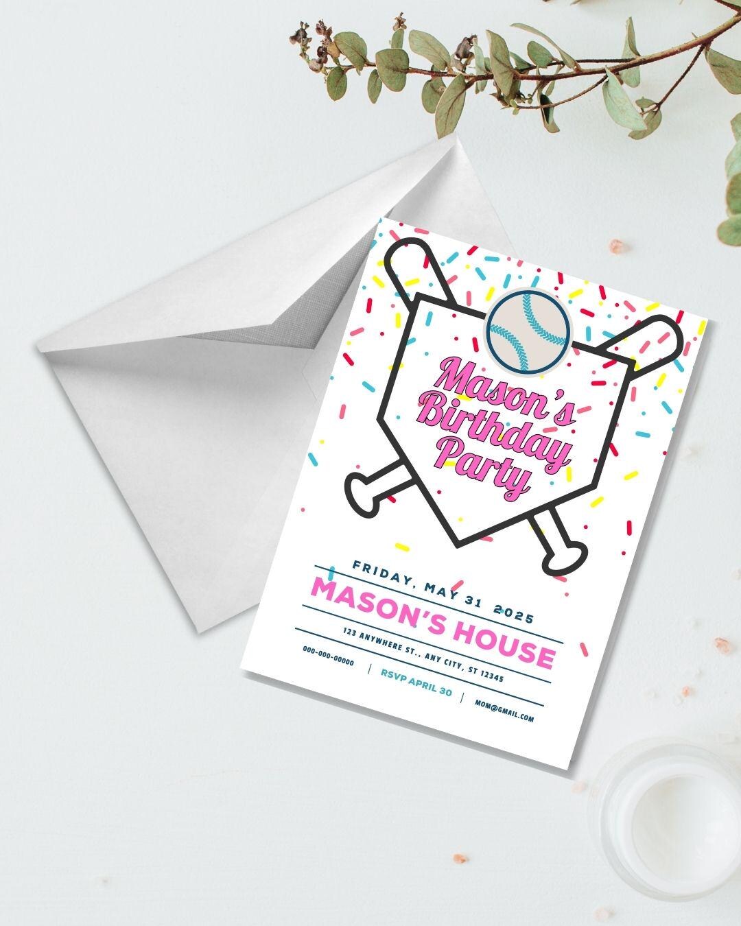 Customizable Sprinkles Baseball Birthday Party Invitation | Sprinkles ...