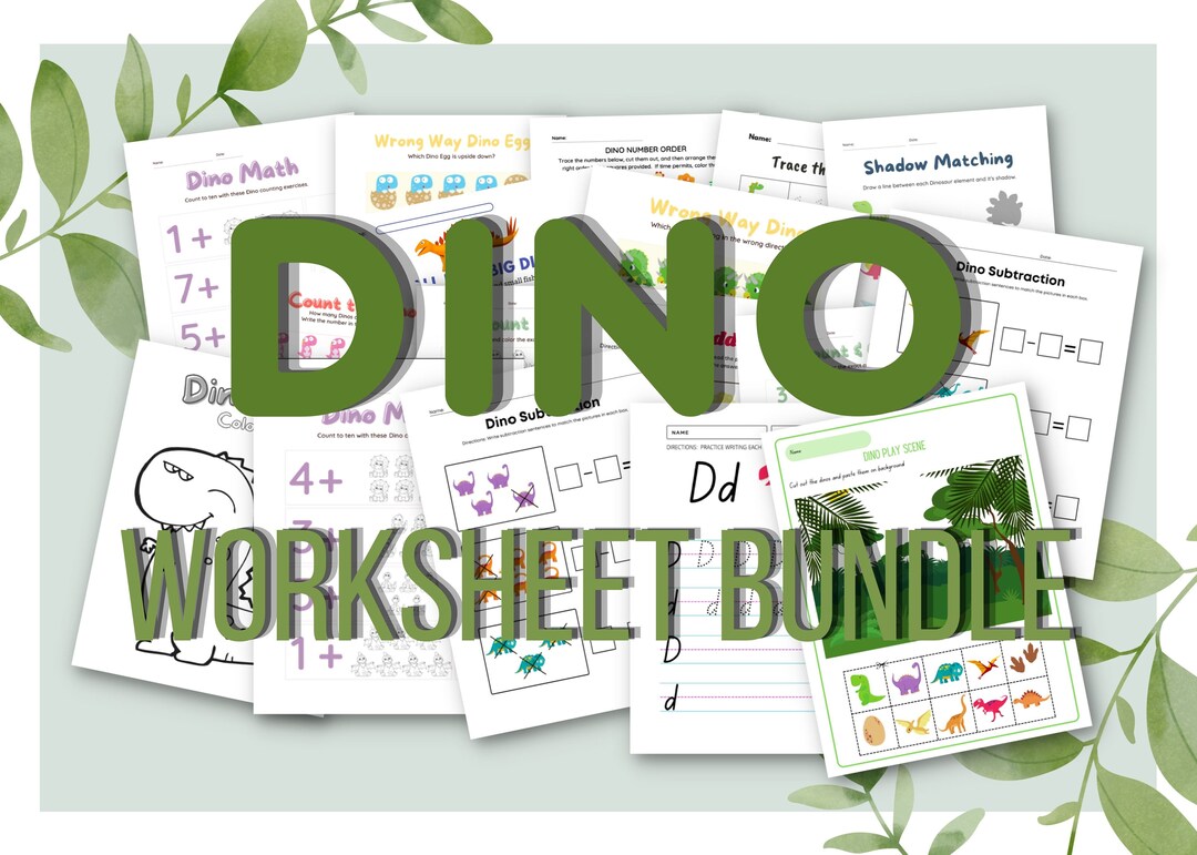 Dinosaur Pre-school Worksheet 24 Pages Math Counting Addition ...