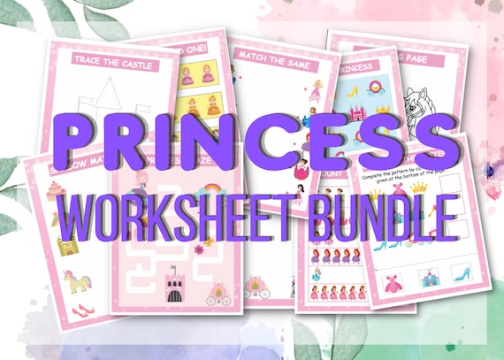 Princess Pre-school Kindergarten Worksheet 15 Pages Math | Etsy