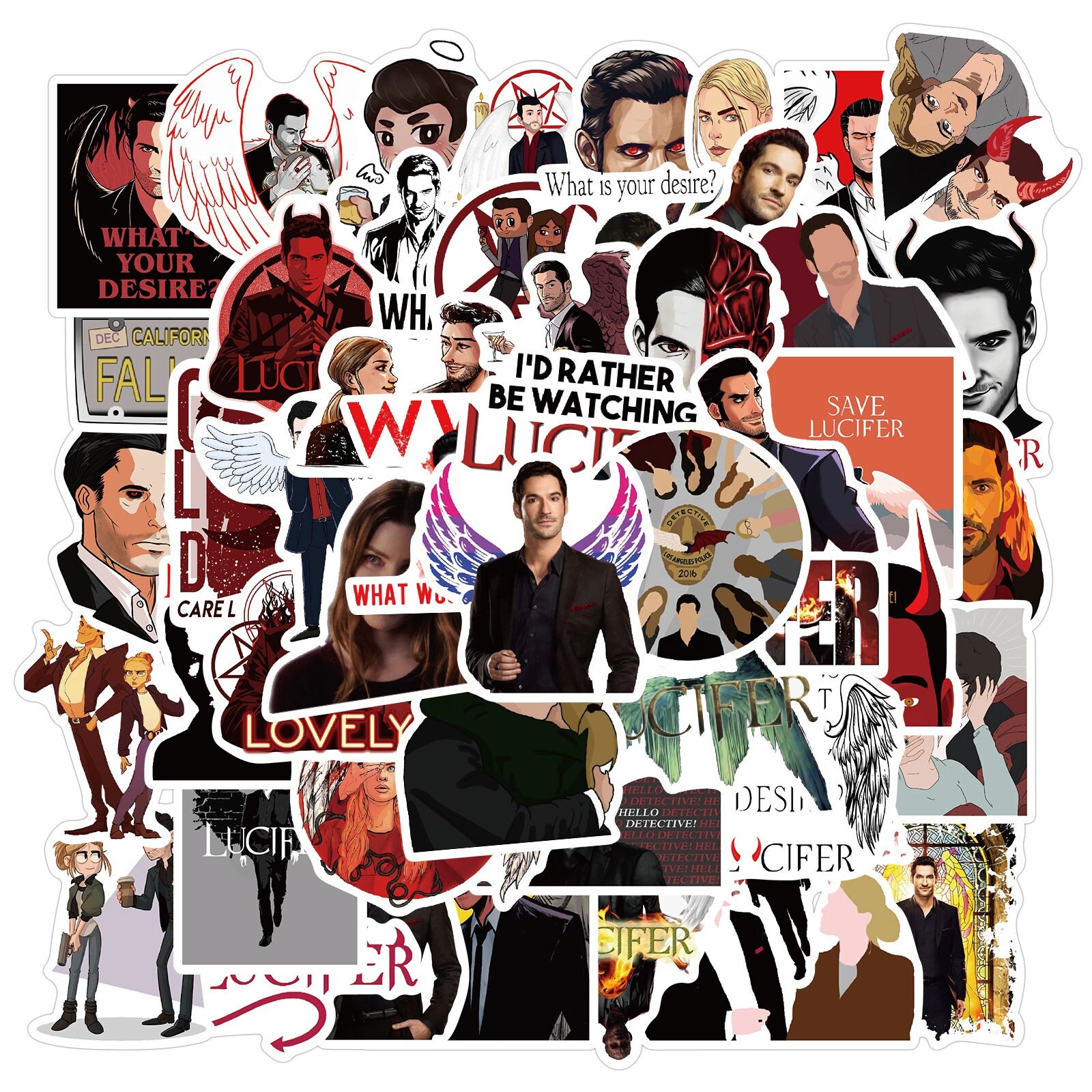 Lucifer 50 Pack Stickers Vinyl Stickers Waterproof | Etsy