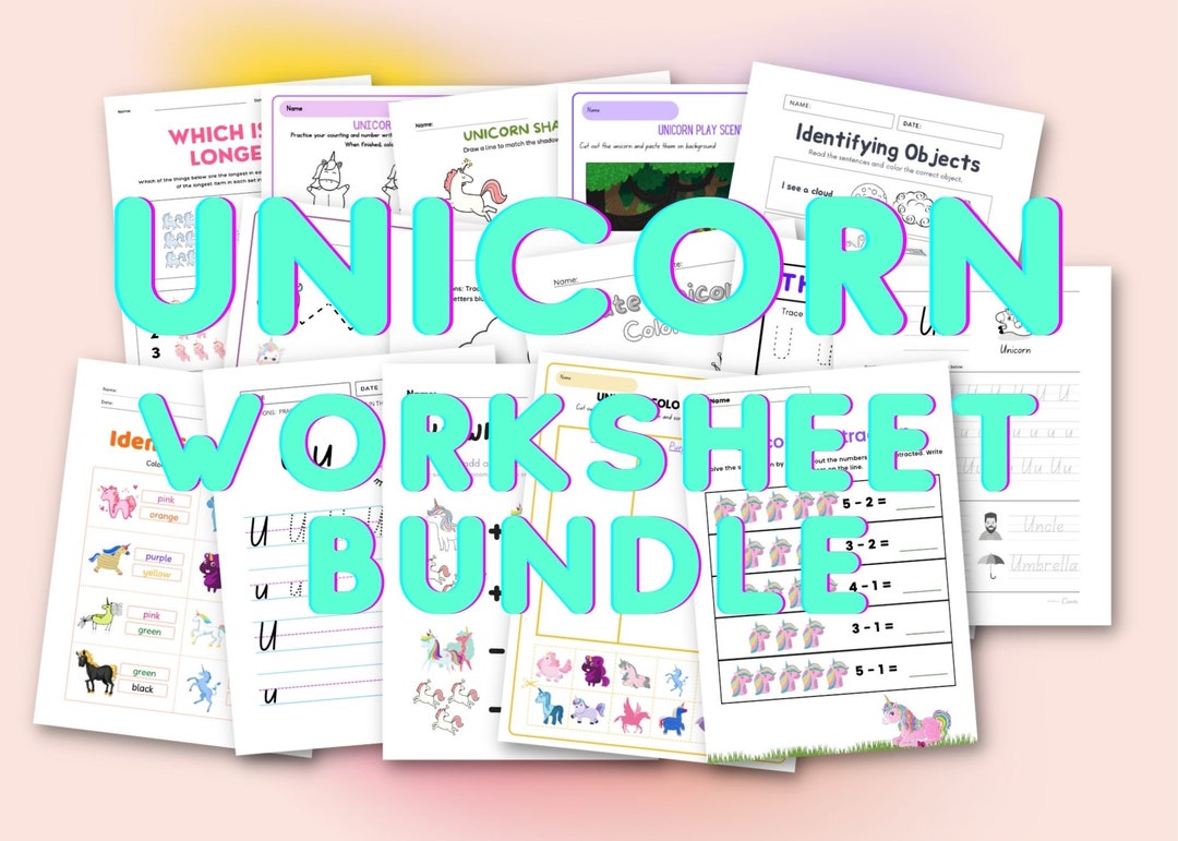 Unicorn Pre-school Worksheet 20 Pages Math Counting Addition ...