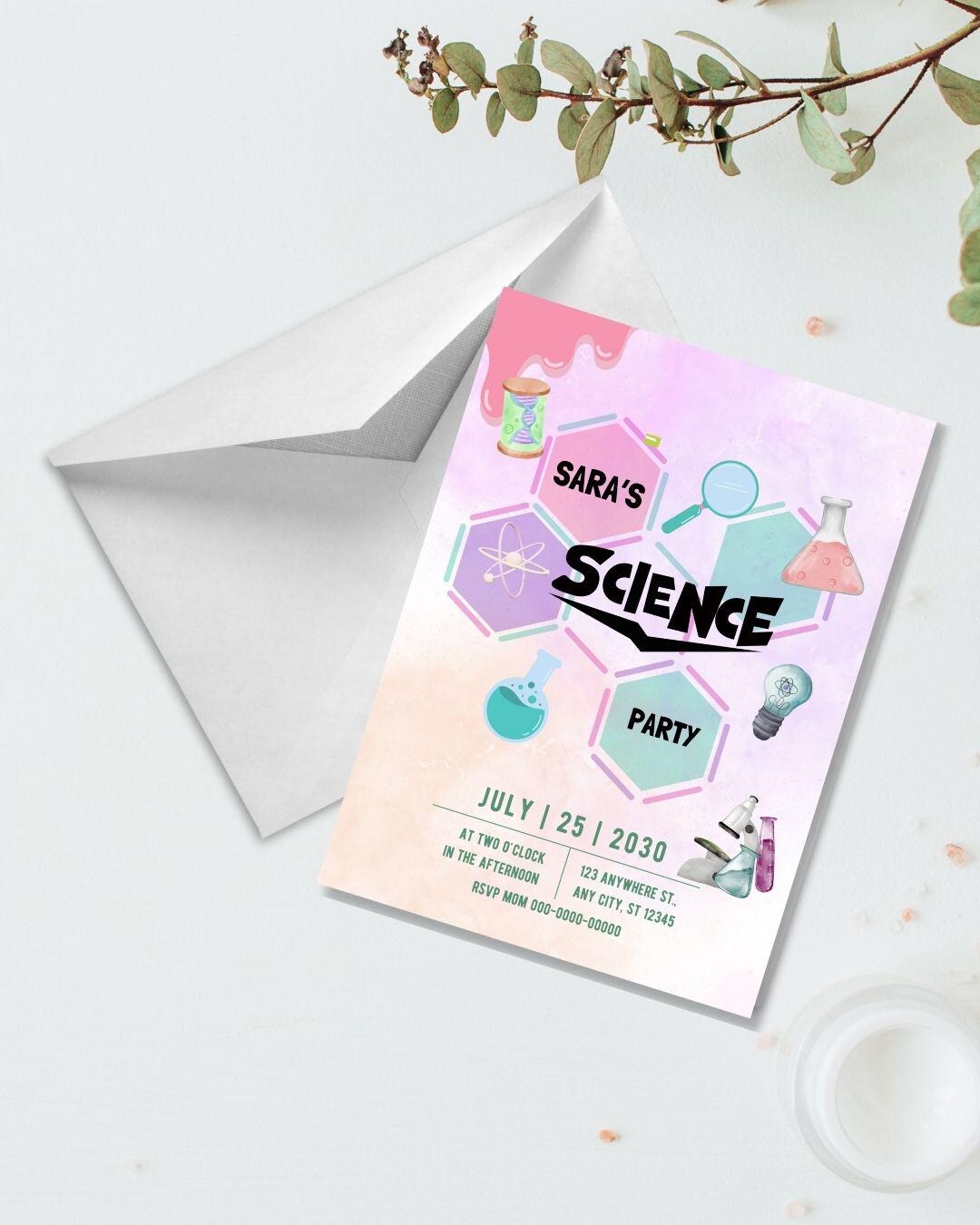 Personalized Girly Science Experiment Birthday Party Invitation ...