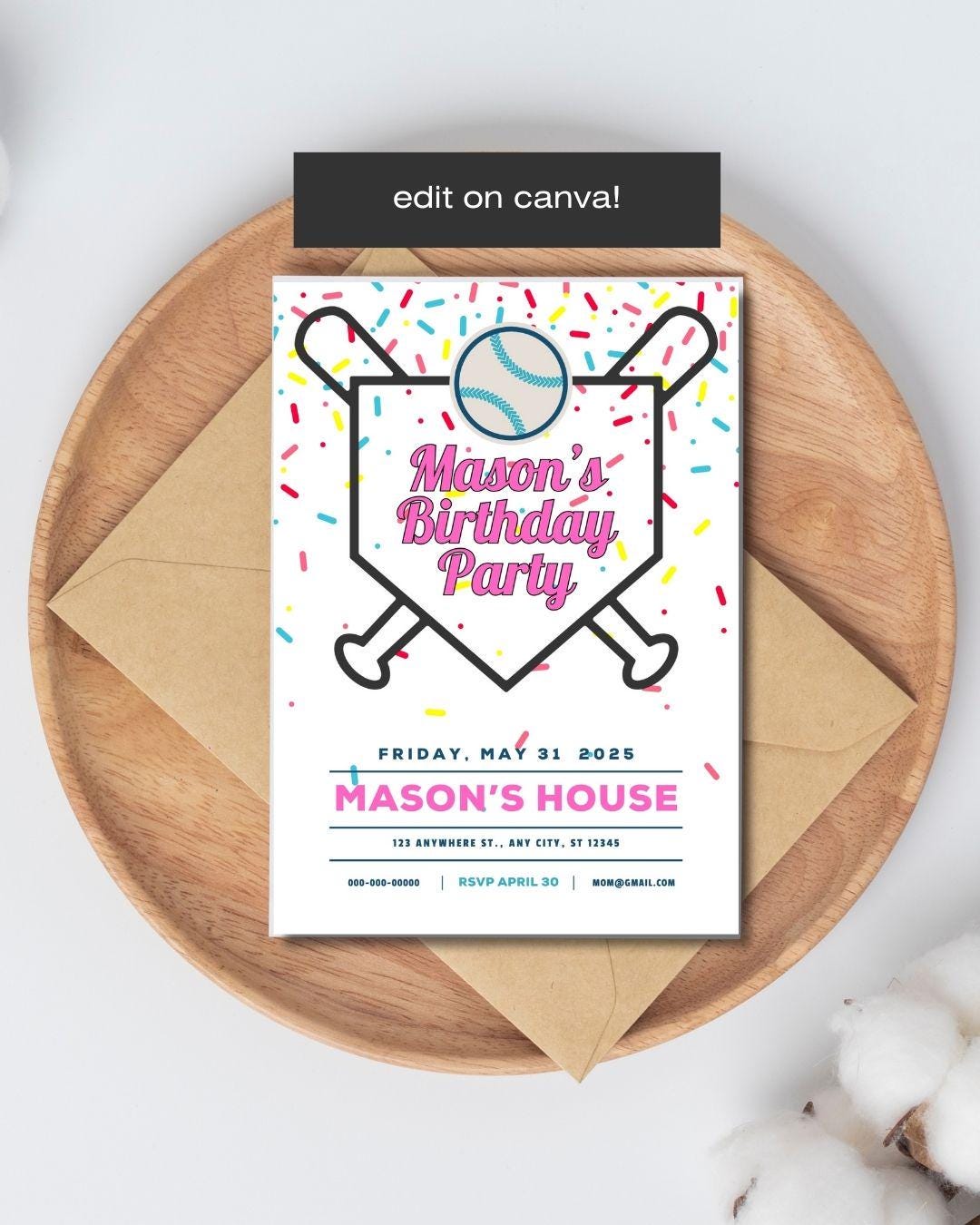 Customizable Sprinkles Baseball Birthday Invitation: Sprinkles Ice ...