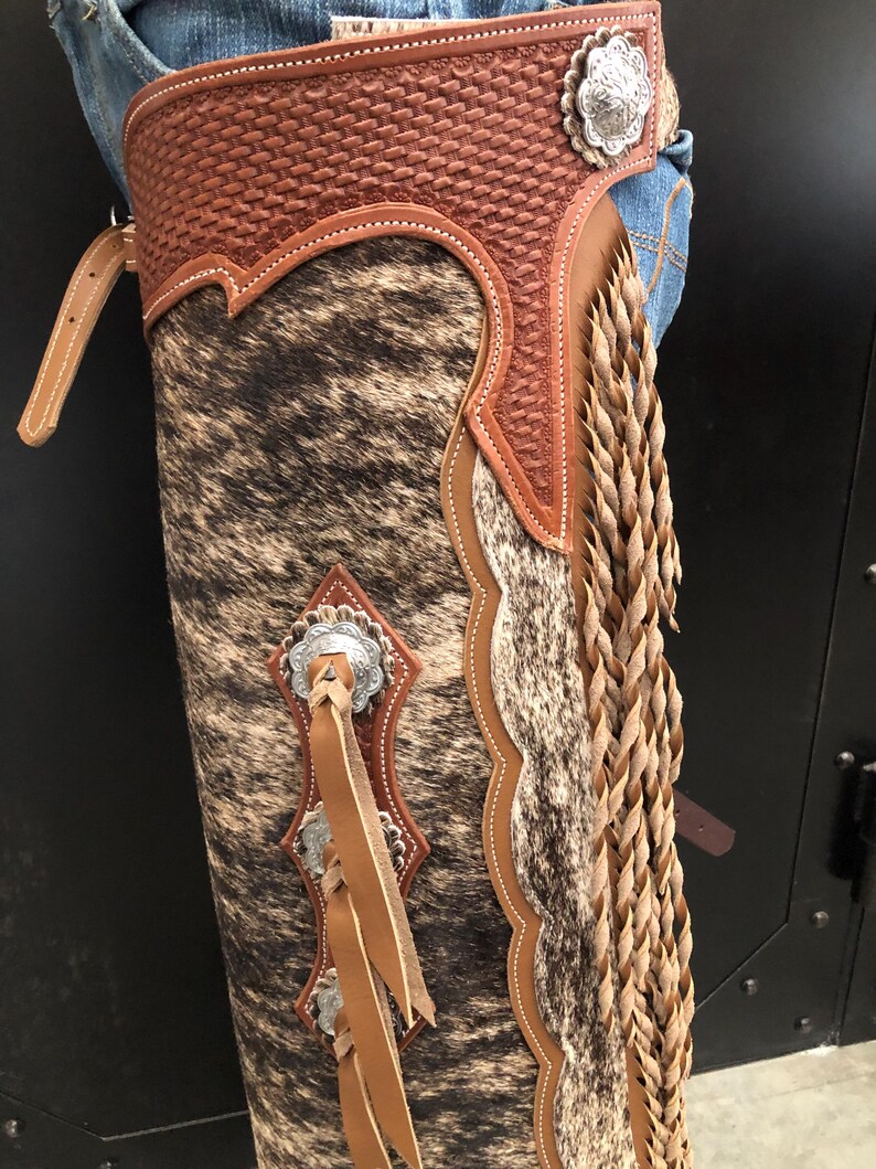 Chinks Chaps Hair on Cowhide With Twisted Fringe - Etsy