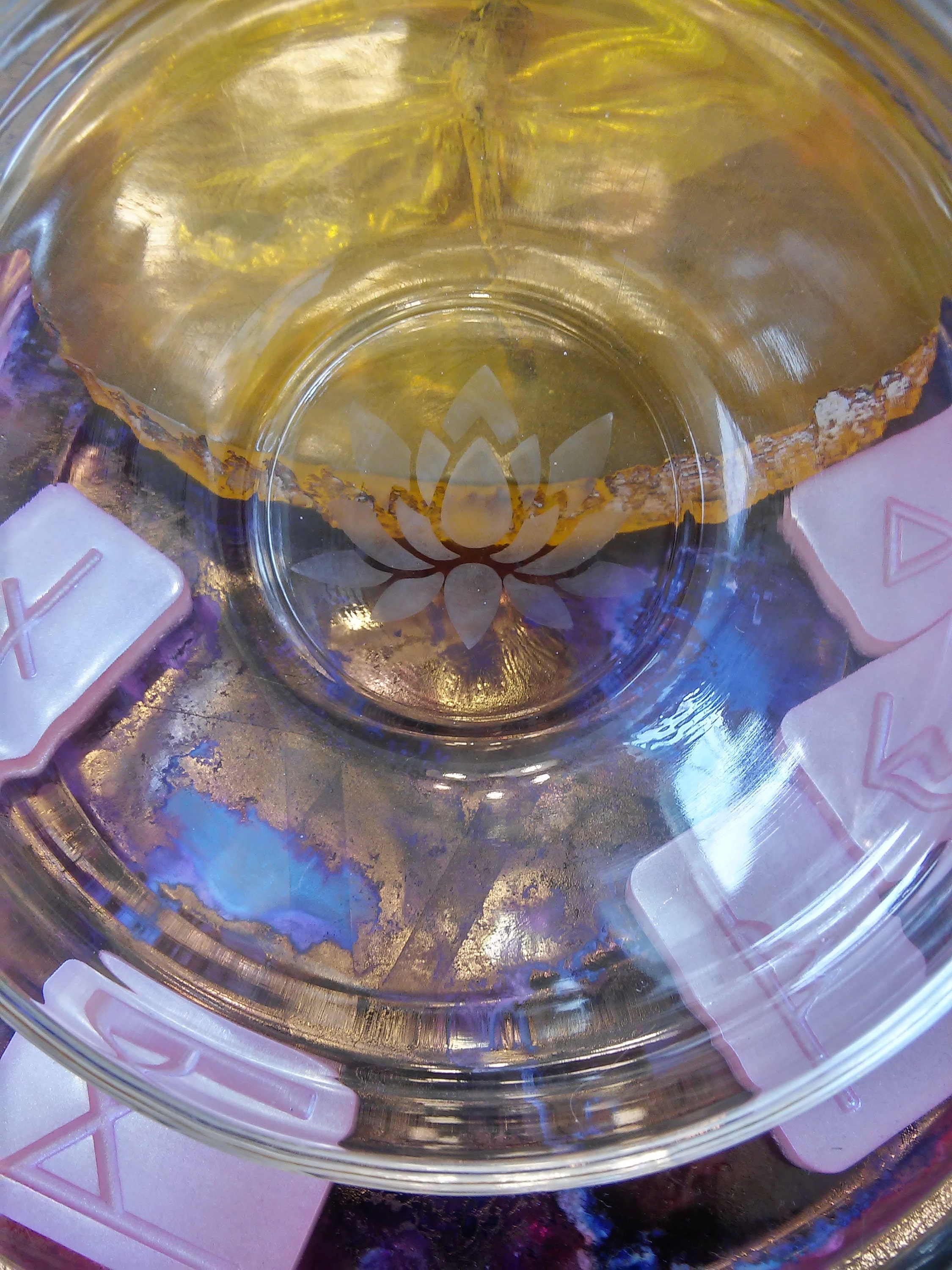 Glass Etched Lotus Flower Offering Bowl Glassware Altar - Etsy